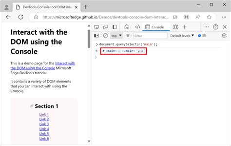 Interagir Com O Dom Com A Consola Microsoft Edge Developer Documentation Microsoft Learn