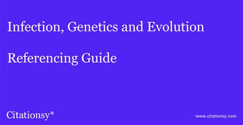 Infection Genetics And Evolution Referencing Guide · Infection