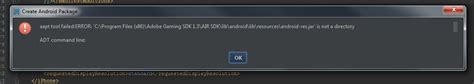 Java Adobe Air Native Extension With Android External Jars Aapt Tool Failederror Stack