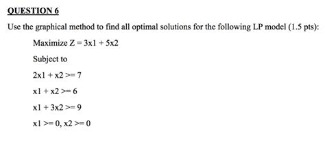 Solved Question 6 Use The Graphical Method To Find All