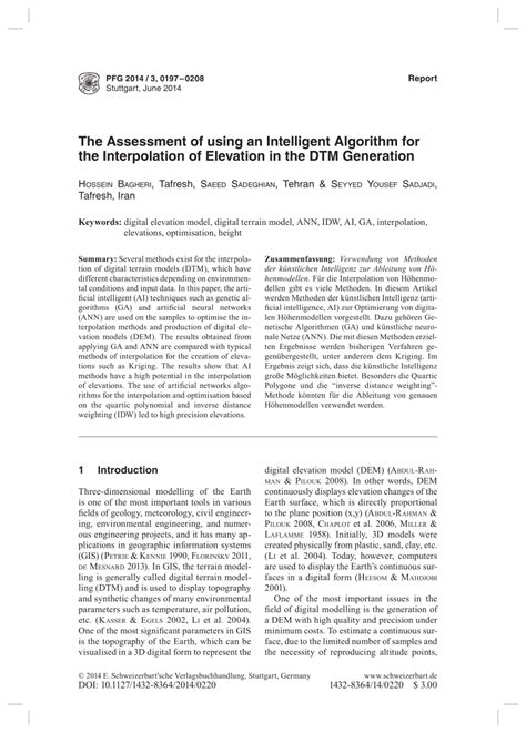 pdf the assessment of using an intelligent algorithm for the interpolation of elevation in the