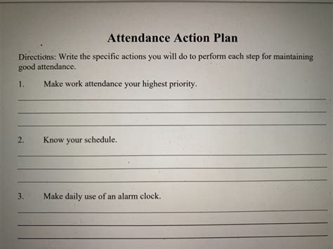 Solved Attendance Action Plan Directions Write The Specific