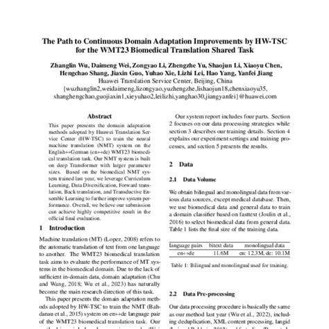 The Path To Continuous Domain Adaptation Improvements By Hw Tsc For The