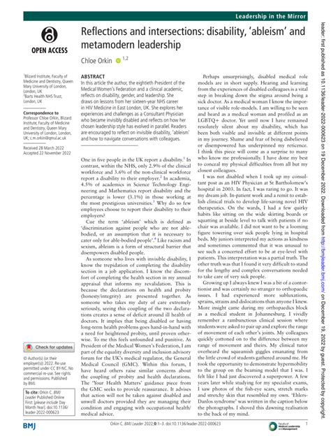 Pdf Reflections And Intersections Disability ‘ableism And