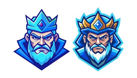 King Crown Head Tough Looking Warrior Face Vector Image
