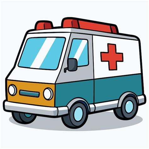 구급차 만화 스타일 터 일러스트레이션 프리미엄 벡터