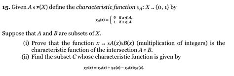 solved given a p x define the characteristic function x a