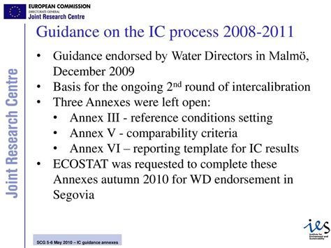 WG A ECOSTAT Intercalibration Guidance Annexes III V VI Ppt Download