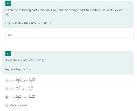 Solved 10 Given The Following Cost Equation C X Find The Chegg Com