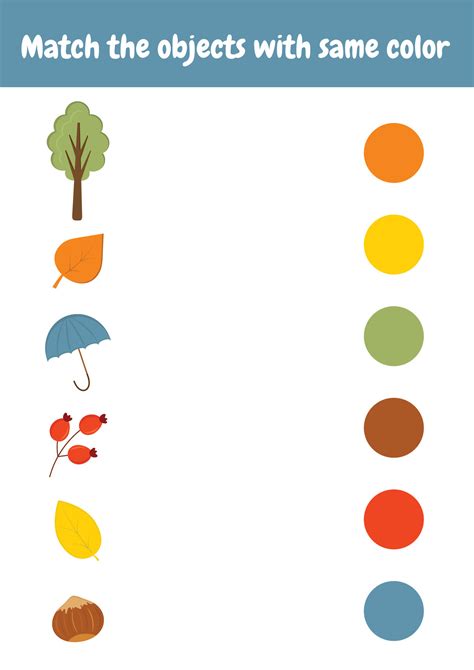 Match The Objects With The Same Color Color Sorting Game Printable