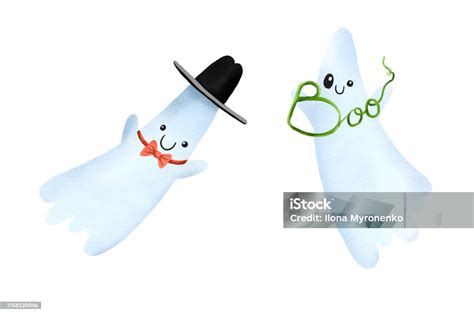 팔과 다리가 있는 귀여운 유령과 영혼 할로윈에 대 한 만화 캐릭터 세트 핼러윈 휴일 고립 된 배경에 아이들의 무서운 손으로 그린