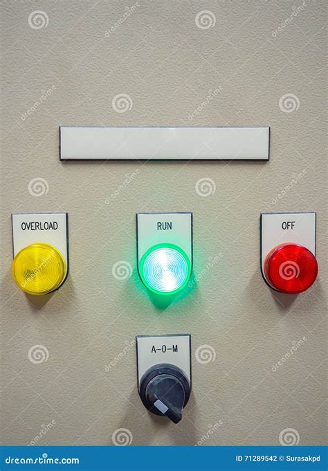 Indicator Light On Electrical Control Panel With Blank Name Tag Stock Photo Image Of Blank