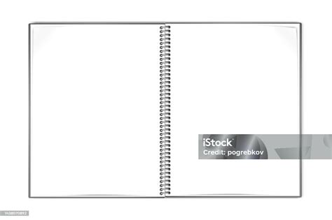 열린 와이어 바인딩 노트북 벡터 모형입니다 나선형 메모장 빈 흰색 페이지 모형 와이어바운드 메모장 스프레드 템플릿 연습장 메모장에 대한 스톡 벡터 아트 및 기타 이미지