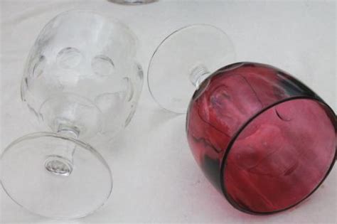 Big Chunky Glass Goblets 10 Vintage Hoffman House Style Glasses In Red