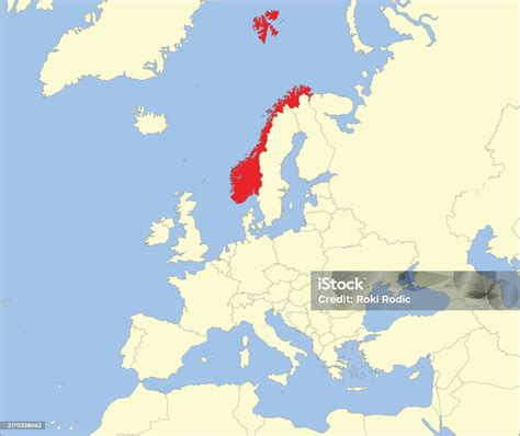 Ilustración De Highlighted Map Of Norway Inside Map Of Europe Y Más Vectores Libres De Derechos