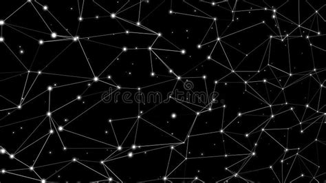 Lines And Dots Connected In Abstract Formation On Black Background Technology Science Concept Of