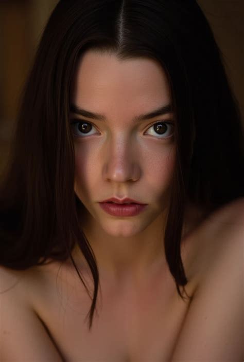 Anya Taylor Joy Close Up Photo Topless Seductive Detailed Face