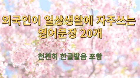 2 외국인들이 일상에서 많이 쓰는 문장 20개 한글 발음 포함 기초영어회화 영어반복듣기 일상회화 Youtube