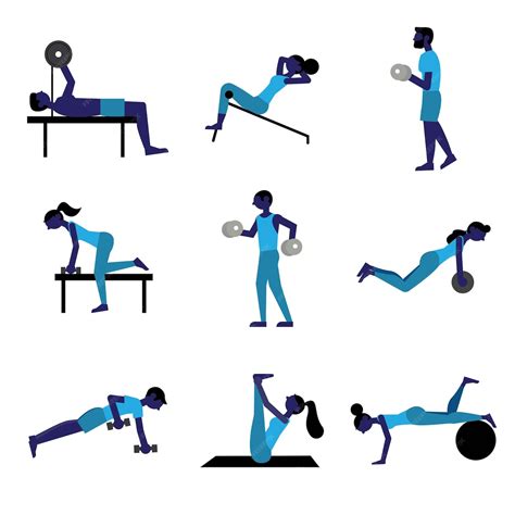 Premium Vector People Doing Different Physical Exercises Gym Male And