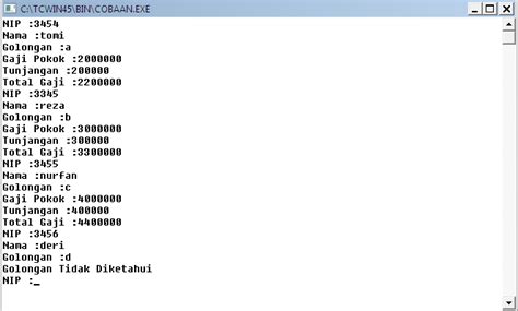 Tomi Telupere Membuat Struct Data Pegawai Sederhana Menggunakan C