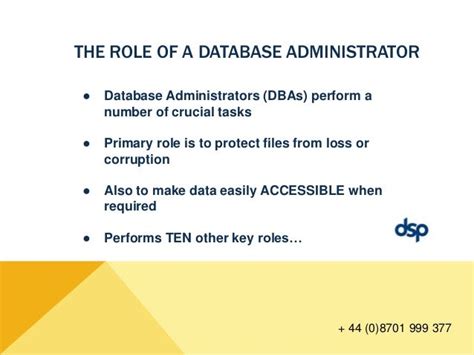 The Key Responsibilities Of A Database Administrator
