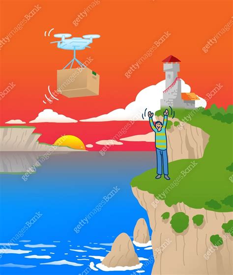 일러스트 드론 드론촬영 카메라앵글 드론촬영 비행 비행기 조종 움직이는활동 배달 일 배송안내 배달 소포 포장 이미지 Jv12132412