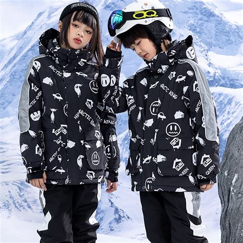 어린이 스노우 슈트 세트 스노우 보드 의류 겨울 야외 스포츠 의상 스키 재킷 및 바지 소년 소녀 패션 Aliexpress