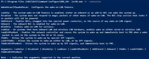 Update Using Dell Command Configure To Set Wake On Lan For Dell