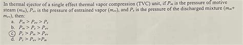 Solved In Thermal Ejector Of A Single Effect Thermal Vapor