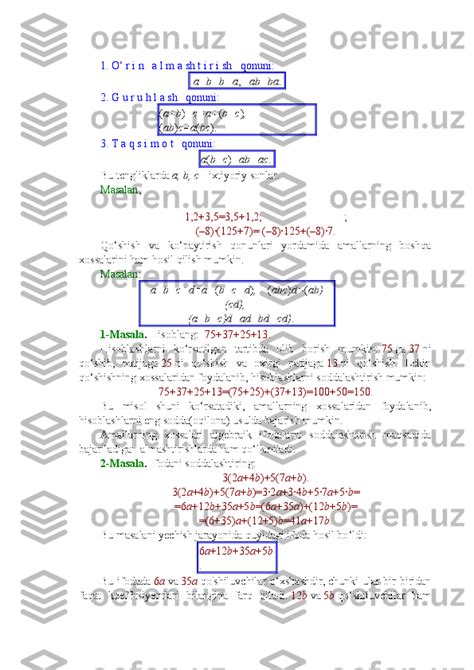 Arifmetik Ifodalarni Keltiriah Usullari Algoritmlarni Loyihalash Va Tahlil Qilish