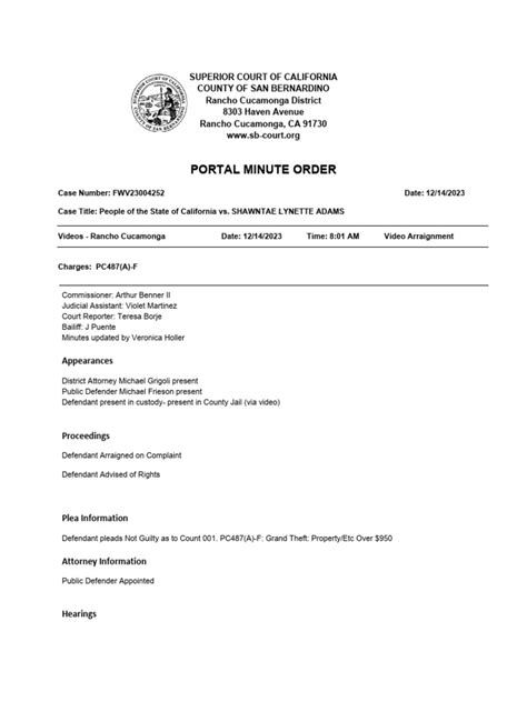 Rancho Cucamonga Court Minute Order Pdf