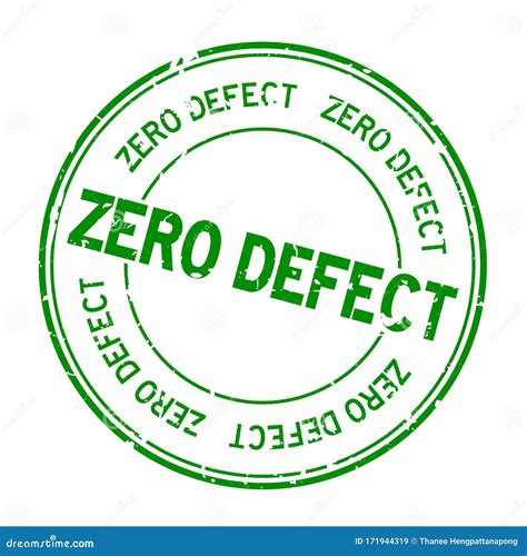 Grunge Green Zero Defect Word Round Rubber Stamp On White Background