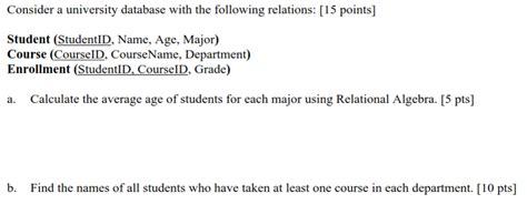 Solved Consider A University Database With The Following Chegg Com