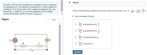 Solved A Series LRC Circuit Consisting Of A Voltage Chegg Com