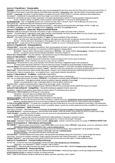 Biosci 109 Exam Notes Lecture 3 Populations I Demographics