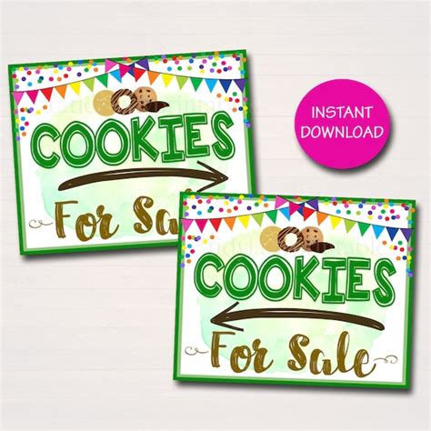 Cookie Arrow Signs Cookies Sold Here Printable Cookie Drop Banner
