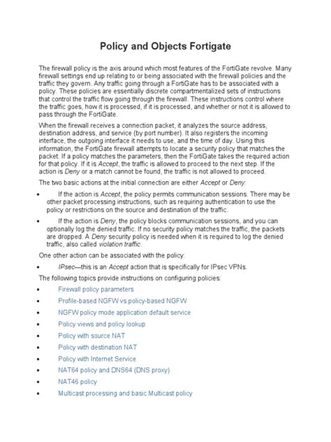 Policy And Objects Fortigate Pdf Quality Of Service I Pv6