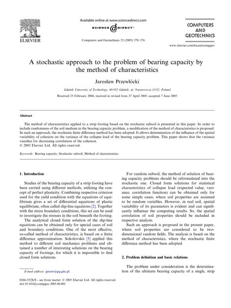 pdf a stochastic approach to the problem of bearing capacity by the