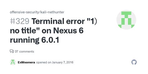 Terminal Error No Title On Nexus Running Issue Offensive Security Kali