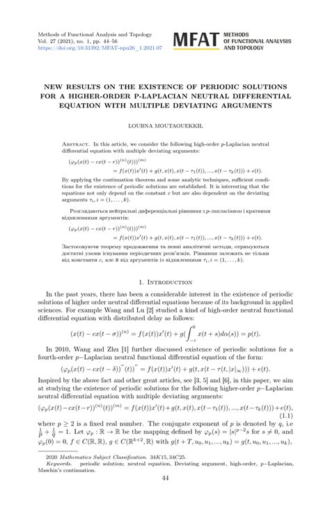 Pdf Periodic Solutions For P Laplacian Neutral Functional Differential Equations With Multiple