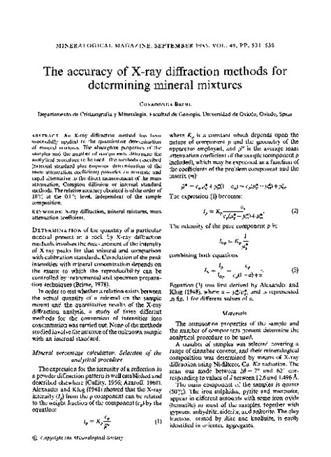 Pdf The Accuracy Of X Ray Diffraction Methods For Determining Mineral