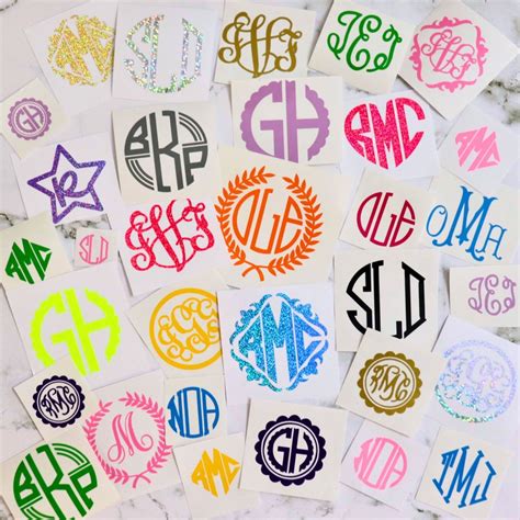 Vinyl Monogram Sticker Personalized Decal For Laptop Car Tumbler Etsy