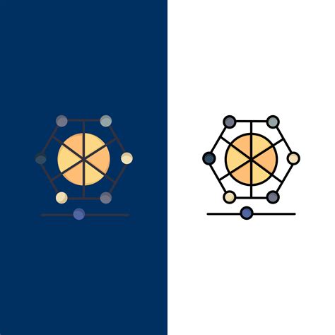 Machine Learning Language Data Icons Flat And Line Filled Icon Set Vector Blue Background