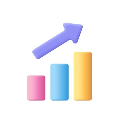 열 및 상향 화살표 거래가 포함된 성장 막대 차트 금융 주식 시장 데이터 분석 및 비즈니스 개념 3d 벡터 아이콘 만화 최소 스타일 프리미엄 벡터