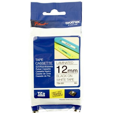 P Touch Tape Tz Mm X M Laminated Black On White Tape For