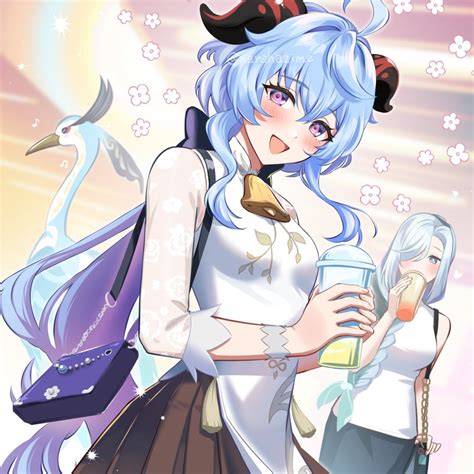 Ganyu Shenhe Cloud Retainer And Ganyu Genshin Impact Drawn By