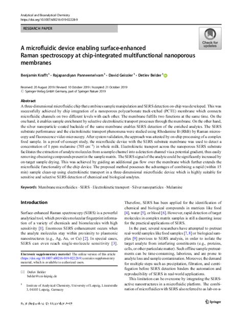 Pdf A Microfluidic Device Enabling Surface Enhanced Raman Spectroscopy At Chip Integrated