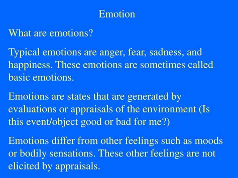 ppt psy100 emotion lecture emotion overview of theories emotion