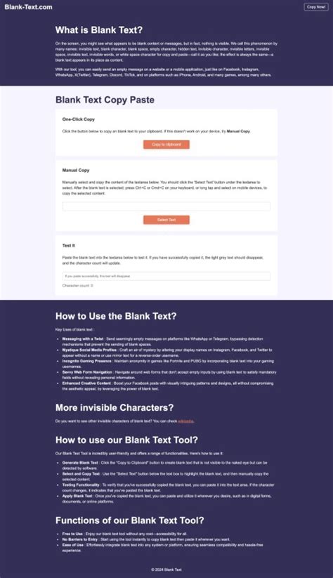Blank Text Copy And Paste In One Click Invisible Text Invisible Character Is On Apprater