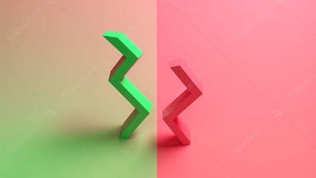 D Visualization Of Pink With Green Arrow Pointing Upwards And Red Arrow Pointing Downwards